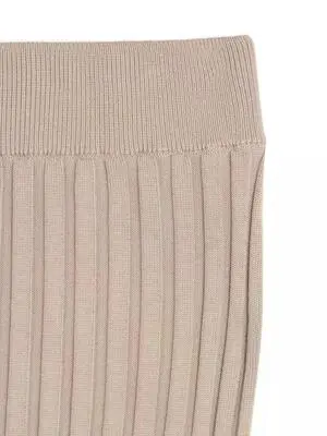 TOD'S Ribbed Knit Midi Skirt With Rear Slit - Neutrals