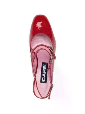 CAREL Patent Buckle Slingback Pumps - Red