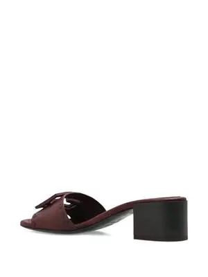 Fendi Burgundy Tumbled Leather Ff Logo Slides