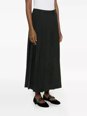 IVORY PARIS Pleated Midi Skirt With Belt Loops