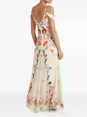 TEMPERLEY LONDON Toledo Strappy Gown With Almond Floral Embroidery