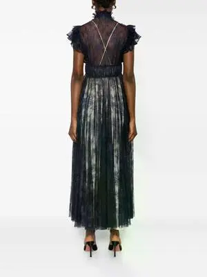 Alberta Ferretti Ruffled Lace Midi Dress