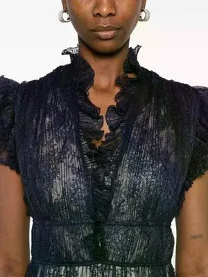 Alberta Ferretti Ruffled Lace Midi Dress