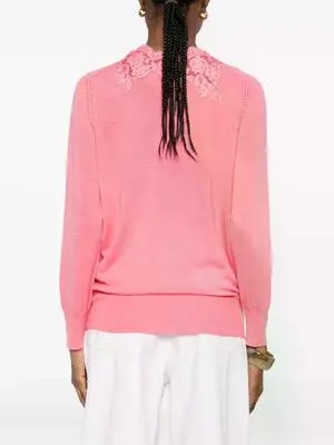 ERMANNO FIRENZE Lace-detail V-neck Long Sleeve Top