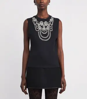 Alice + Olivia Embellished Cotton Tank Top