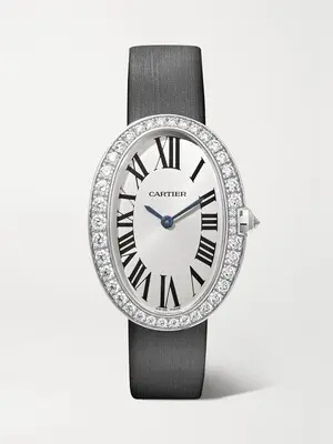 Cartier Baignoire 18-karat White Gold And Diamond Watch - Silver