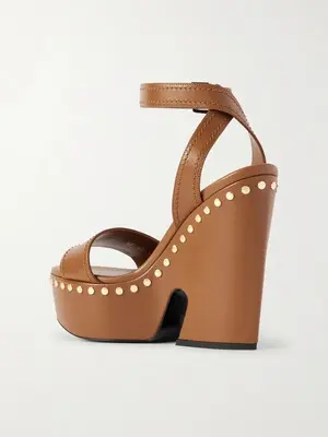 Givenchy Studded Leather Platform Sandals - Brown