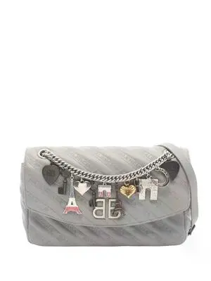 Balenciaga Leather Bb Round Charm Shoulder Bag