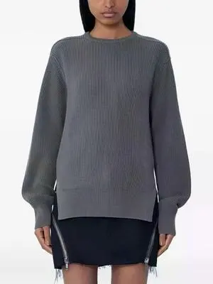 Rick Owens Ribbed Crewneck Knit Sweater - Grey