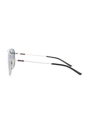 Gucci Web Stripe Rectangular Sunglasses - Silver & Grey