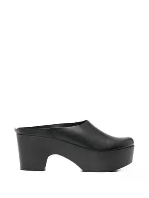 DANIELA GREGIS Leather Platform Mules - Black