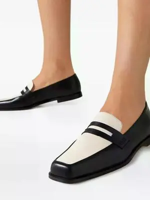 Manolo Blahnik And Beige Leather Square-toe Loafers