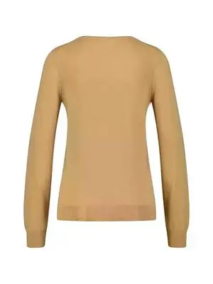 Gant Long Sleeve V-neck Top With Embroidered Logo - Neutrals