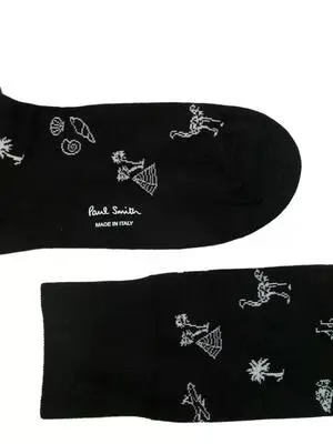 Paul Smith Ostrich Motif Crew Socks - Black
