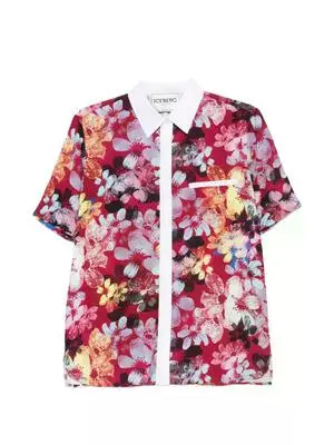 Iceberg Short Sleeve Floral Print Shirt - Red