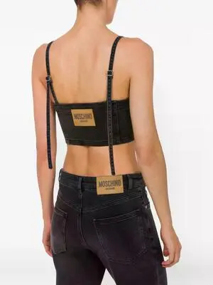Moschino Button-front Denim Crop Top