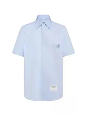 Thom Browne Racket-embroidery Short-sleeve Shirt - Blue