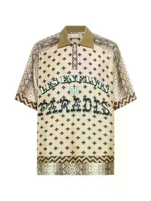 PIERRE-LOUIS MASCIA Geometric-patterned Polo Shirt - Neutrals