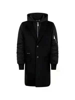 Philipp Plein Single-breasted Hooded Coat - Black