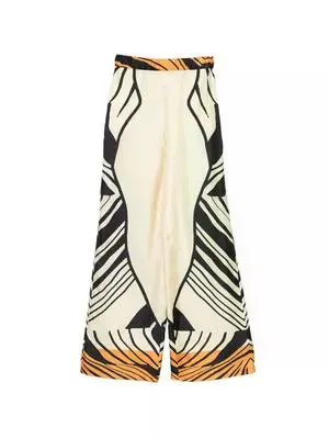 Raquel Diniz Graphic Print Palazzo Trousers - Neutrals