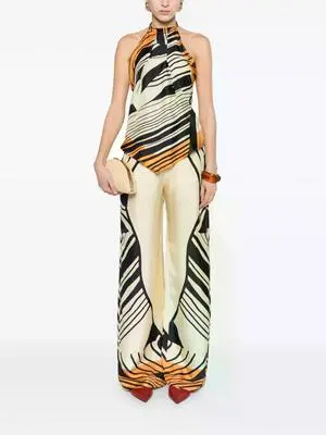 Raquel Diniz Graphic Print Palazzo Trousers - Neutrals