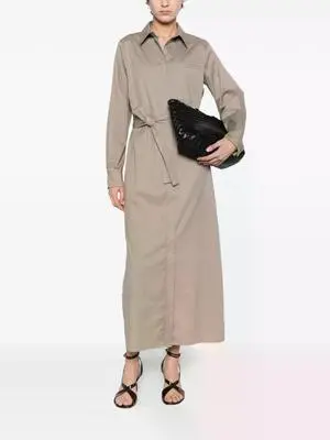 Peserico Tie-waist Pocket Shirt Dress - Grey