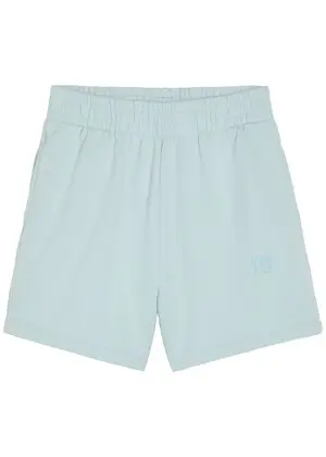 ANINE BING Logo-embroidered Cotton Shorts - Light Blue