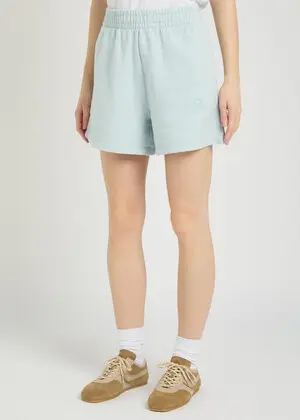 ANINE BING Logo-embroidered Cotton Shorts - Light Blue