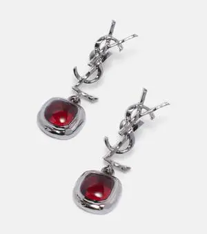 Saint Laurent Cassandre Embellished Drop Earrings