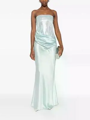 Retrofete Retrofete Alexandra Draped Maxi Dress Blue
