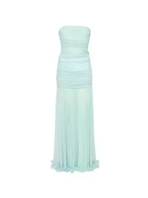 Retrofete Adele Ruched Strapless Dress - Blue