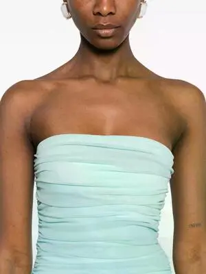 Retrofete Adele Ruched Strapless Dress - Blue