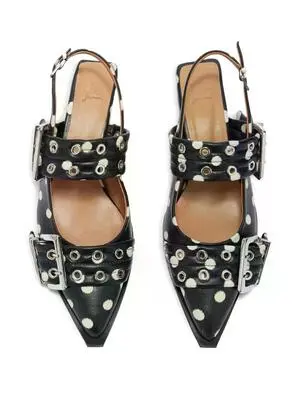 GANNI Polka-dot Buckle Slingback Pumps