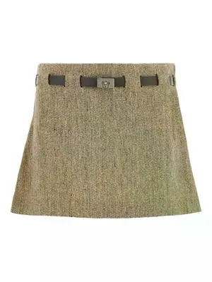 FERRAGAMO Gancini Buckle Pleated Mini Skirt