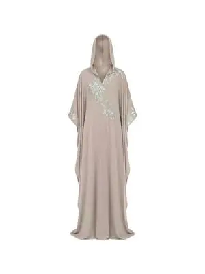 SAIID KOBEISY Embellished Hooded Abaya With Cape Sleeves - Neutrals