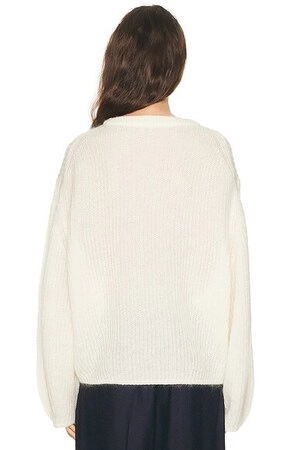 TOTEME Mohair Blend Rib Knit Sweater - Ecru