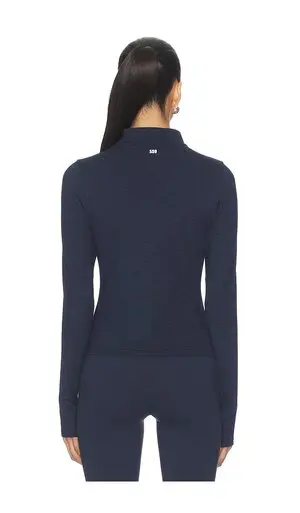 Splits59 Stevie Active Rib Half Zip Waist Length Top - Navy