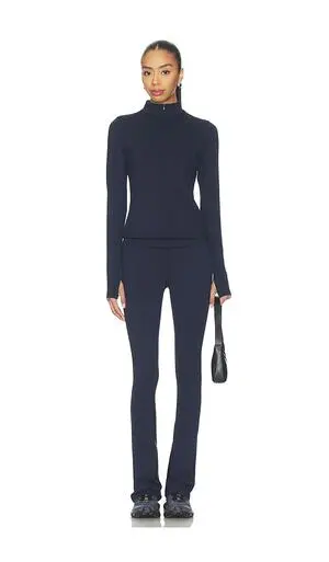 Splits59 Stevie Active Rib Half Zip Waist Length Top - Navy