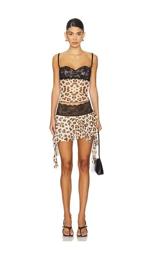 I.AM.GIA Silo Leopard Print Top With Lace Trim - Brown