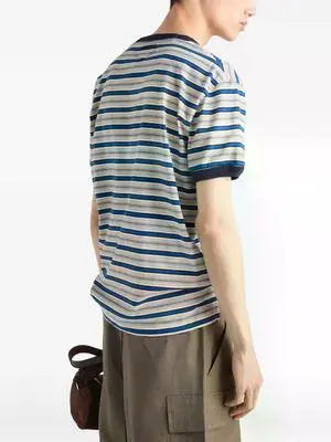 Prada Striped Cotton T-shirt - Neutrals