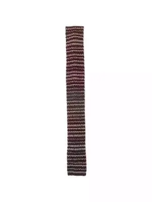 ALYSI Knitted Striped Tie - Red