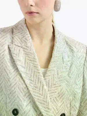 Brunello Cucinelli Linen Maxi Chevron Embroidery Blazer