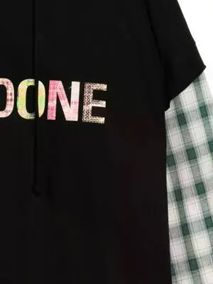 We11Done Logo-embossed Checked Hoodie