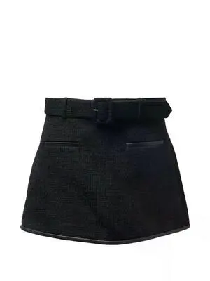 SELF-PORTRAIT Bouclé Belted Mini Skirt