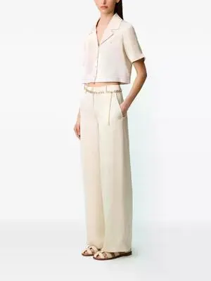 Claudie Pierlot Short Sleeve Satin Shirt With Tailored Collar - Neutrals