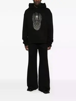 IH NOM UH NIT Graphic Print Drawstring Hoodie - Black