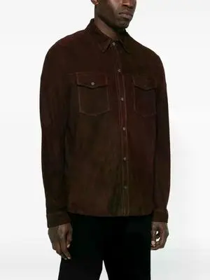 SALVATORE SANTORO Dark Suede Patch Pocket Shirt