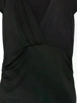 Patrizia Pepe V-neck Draped Modal T-shirt - Black