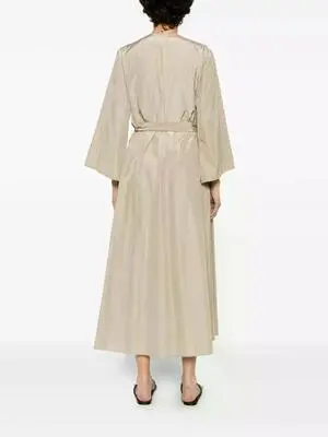 FORTE_FORTE V-neck Belted Midi Dress - Neutrals
