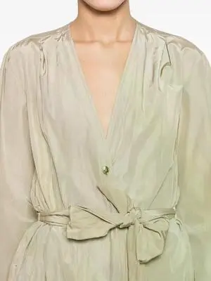FORTE_FORTE V-neck Belted Midi Dress - Neutrals